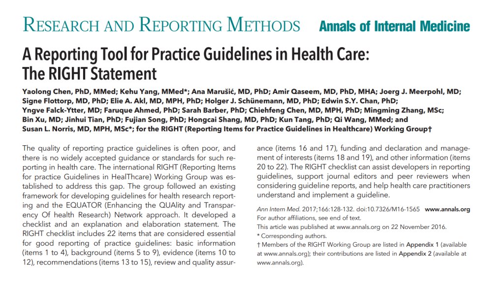Reporting Items for Practice Guidelines in Healthcare